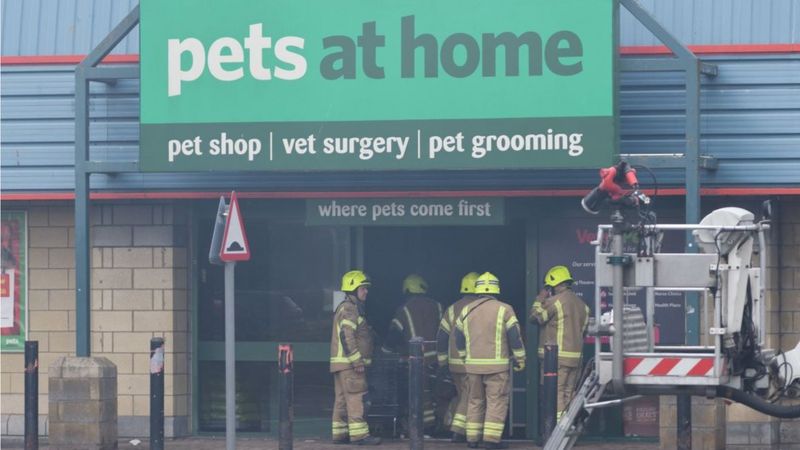 Pets evacuated in large Perth retail park fire - BBC News
