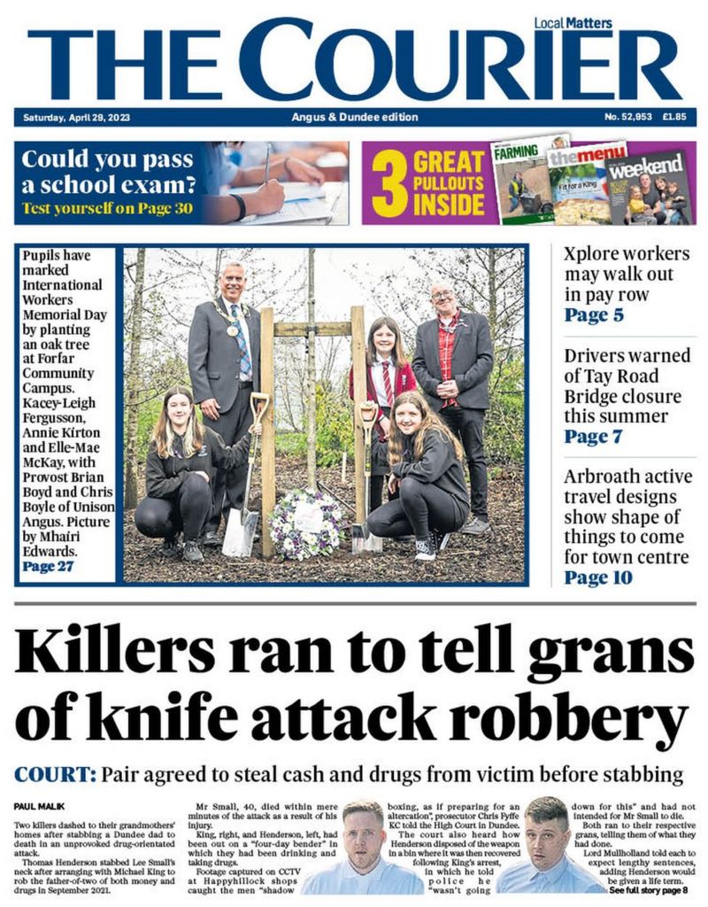 Scotland's papers: PM visits and murder case under review - BBC News