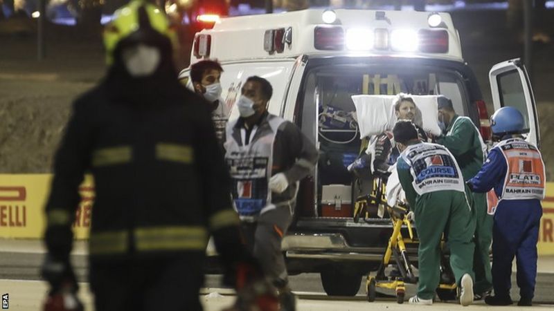 Romain Grosjean: Haas driver suffers burns after huge Bahrain GP crash ...