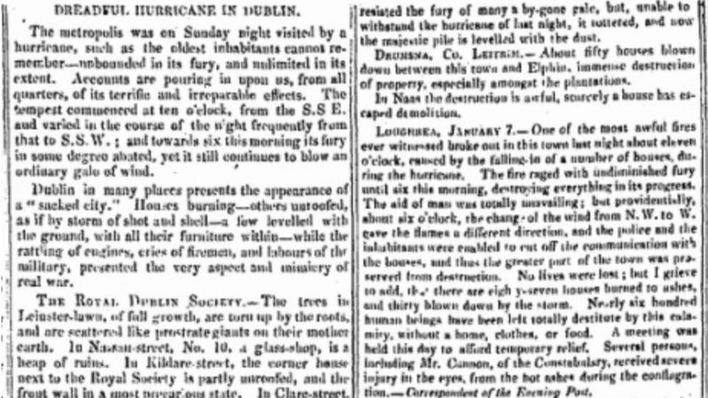 When Ireland was battered on the Night of the Big Wind - BBC News