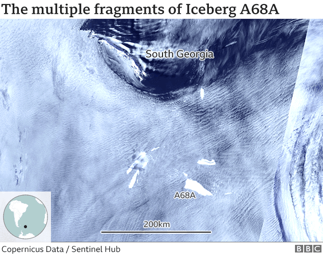 Robots deployed at A68A mega-iceberg remnants - BBC News