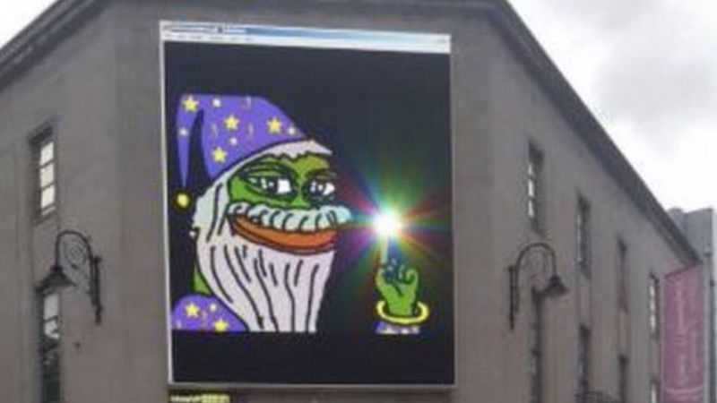 Cardiff billboard offensive images display after hack - BBC News