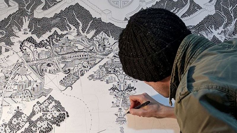 Fuller: Intricate map artist circles Beijing - BBC News