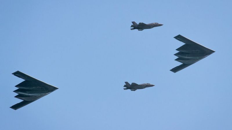 B2 Spirit stealth bomber photographed from Isle of Lewis - BBC News