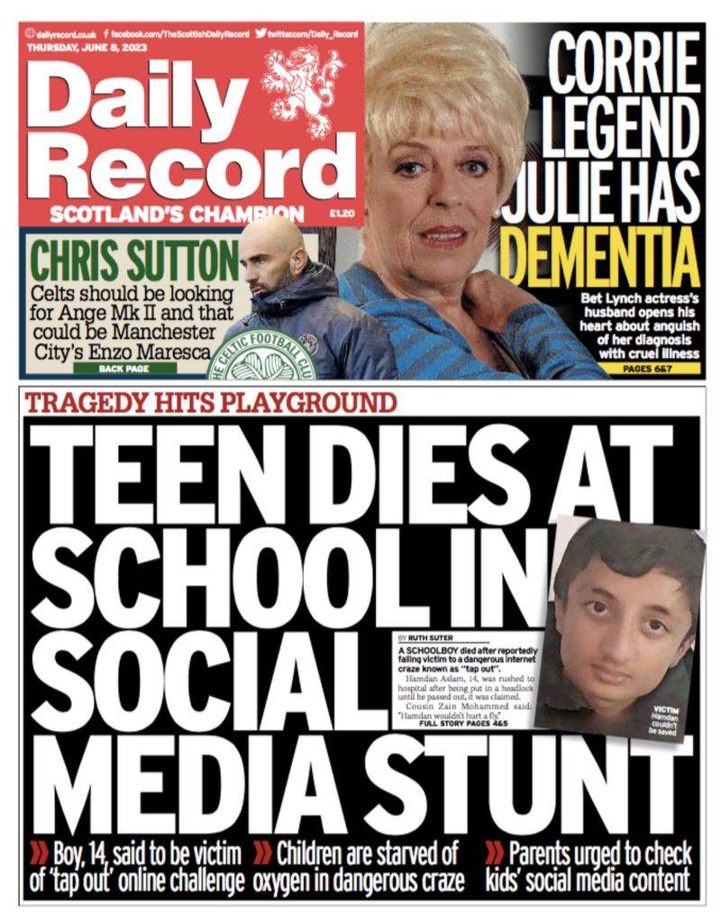 Scotland's papers: Teen's death at school and Greens 'bottle out of DRS ...