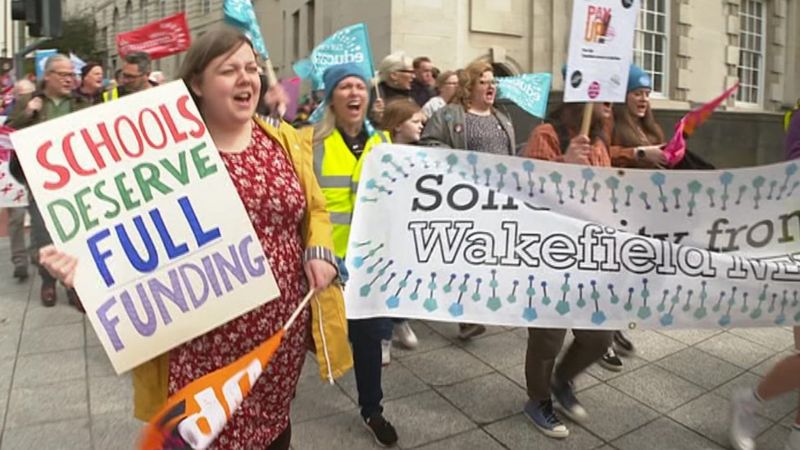 Teachers back on picket lines for sixth time since February - BBC News