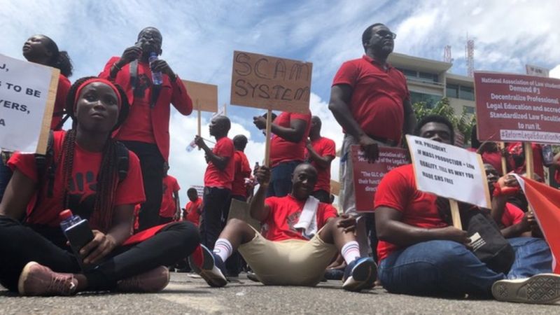 ‘Gbelee legal education now’ – Law students for Ghana protest - BBC ...