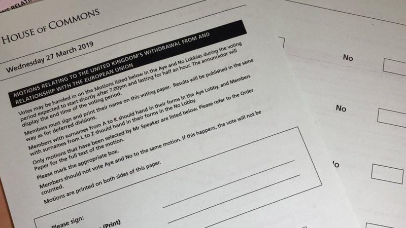 Brexit: MPs await results of votes on alternatives to Theresa May's ...