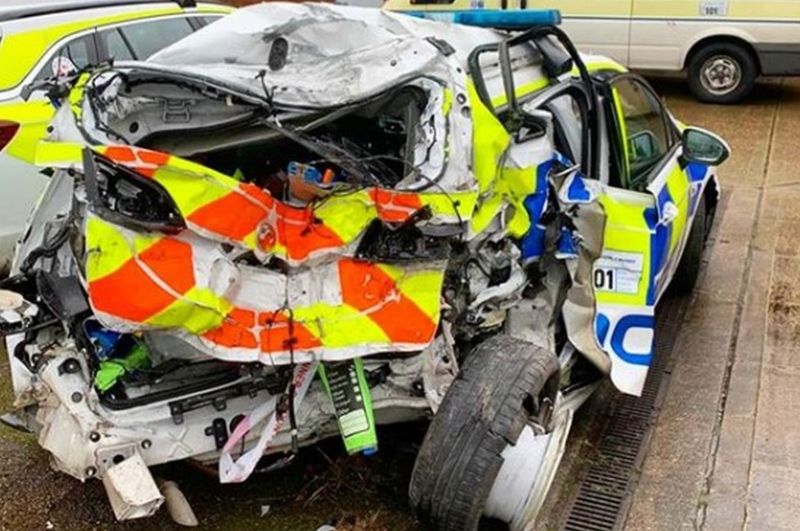 Dorset Police patrol car Poole crash pictures released - BBC News