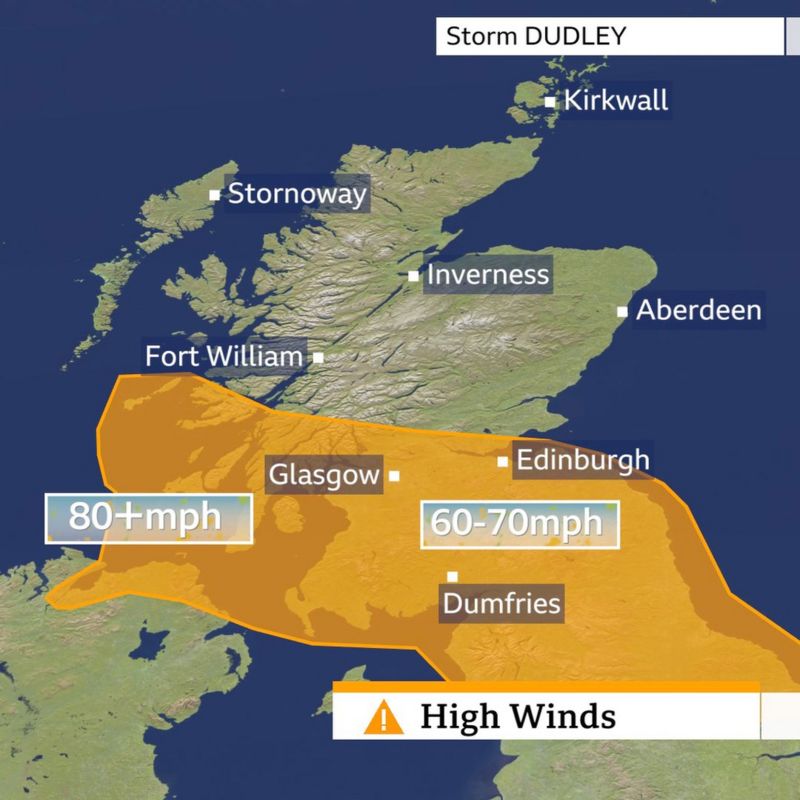 Storm Dudley: Met Office amber wind warning takes effect - BBC News