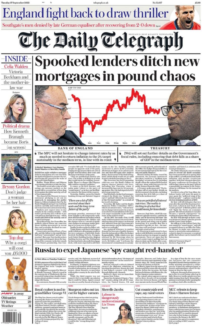 Scotland's papers: UK financial market in 'turmoil' as 'pound tanks ...