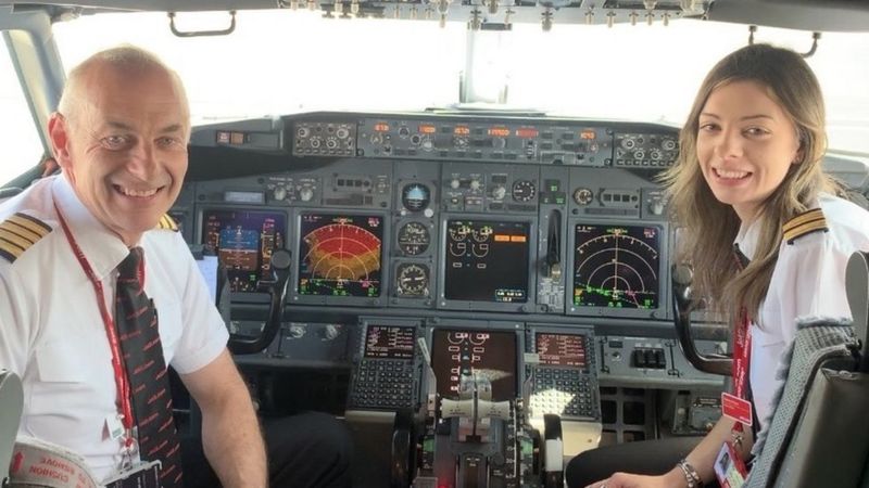 Colchester father and daughter pilot Jet2.com flight together - BBC News