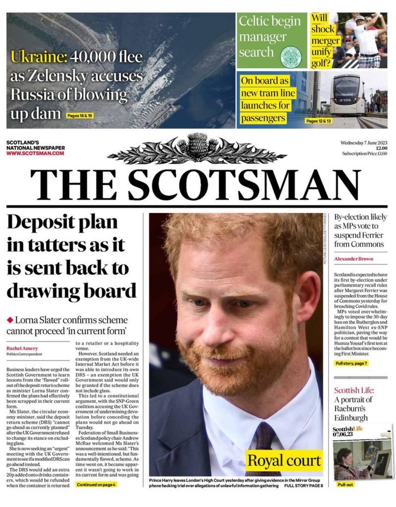 Scotland's papers: Sturgeon Covid messages row and Harry in the witness ...