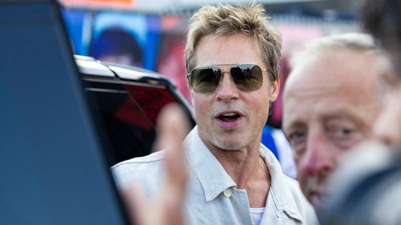 Brad Pitt films at Silverstone during F1 British GP weekend - BBC News