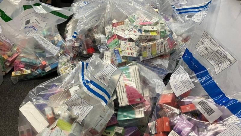 Thousands of illegal vapes uncovered in raids - BBC News