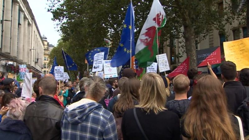 Brexit: Protests in Cardiff over Parliament shutdown - BBC News