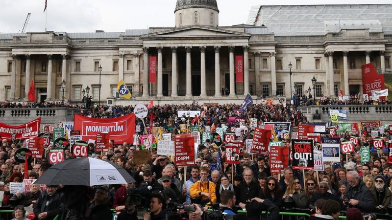 Austerity protest: Thousands rally in London against cuts - BBC News