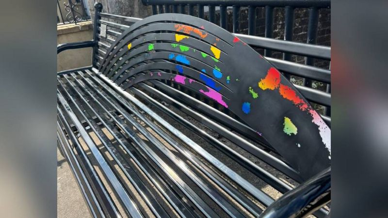 Cowbridge: Steps star angry over Pride rainbow bench damage - BBC News