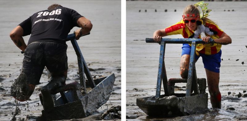 Germany Mud Olympics: Competitors get caked at annual event - BBC News