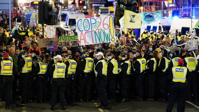 Trainee police officers were deployed during COP26 - BBC News