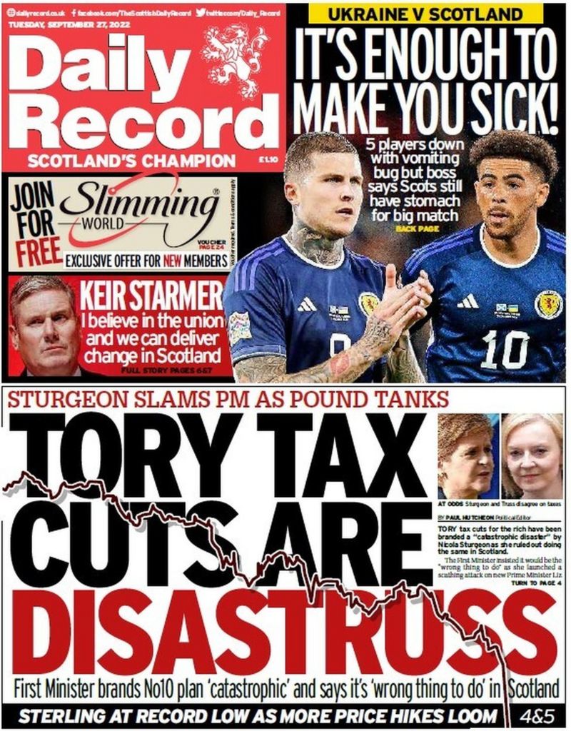 Scotland's papers: UK financial market in 'turmoil' as 'pound tanks ...