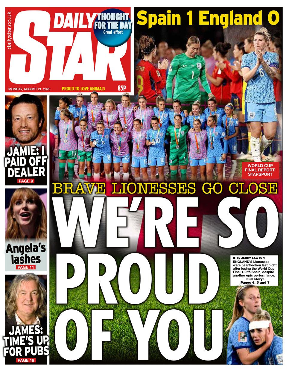 Newspaper headlines: 'Heartbreak' for England who 'did us all proud ...