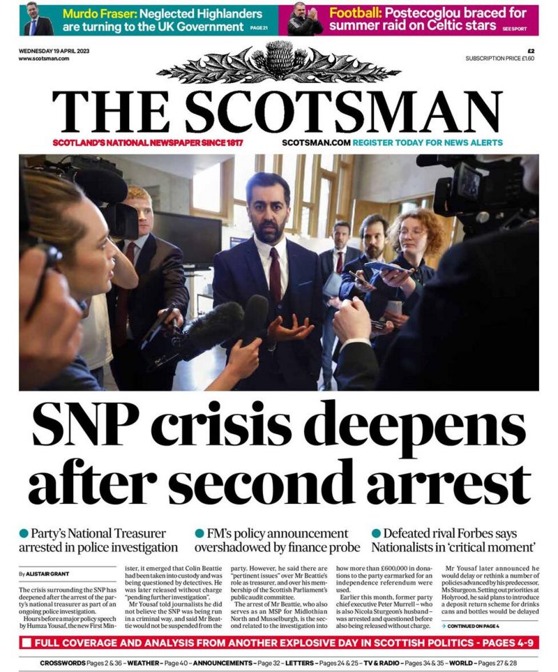 Scotland's papers: Second SNP arrest and bottle return scheme delayed ...