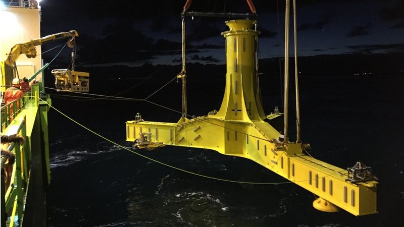 First electricity from tidal power scheme in Scotland - BBC News