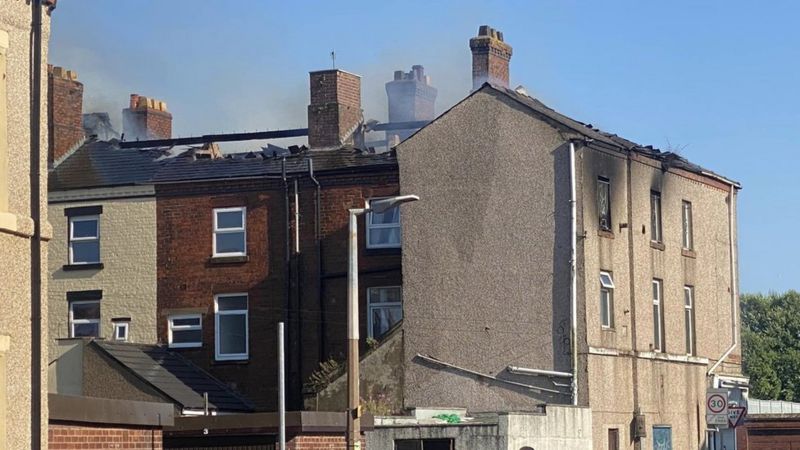Barrow fire: Row of terraced houses damaged in blaze - BBC News