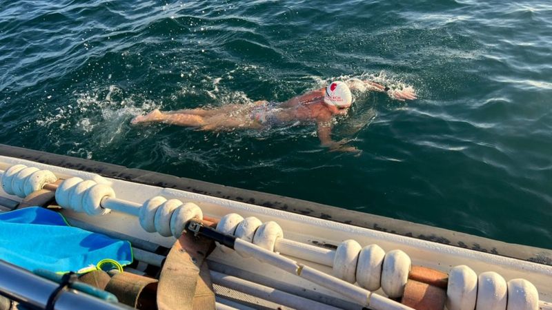 Channel swim team with combined age of 233 hopes for record - BBC News