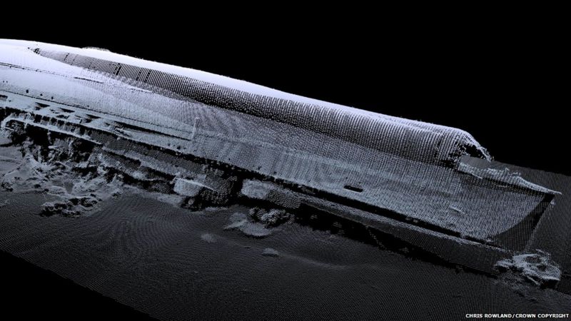 Detail from a sonar survey of the wreck of the Battleship HMS Royal Oak ...