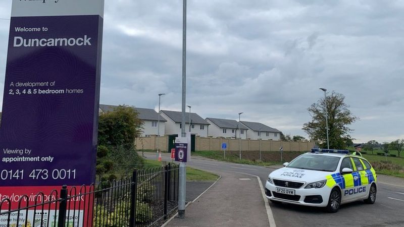 Railway closed after WW2 bomb found at Barrhead building site - BBC News