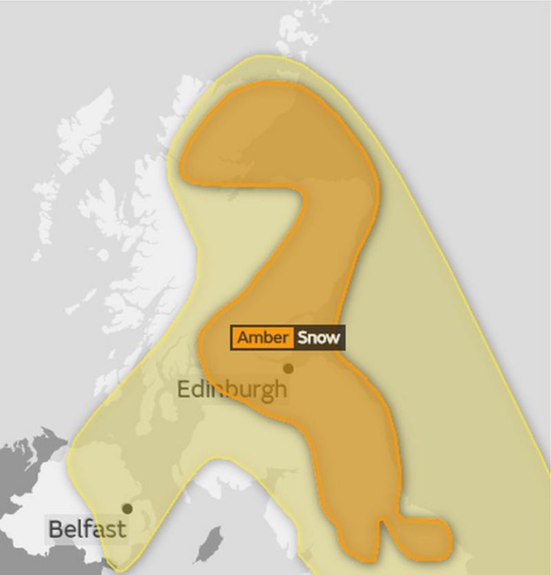 Scotland 'on cusp' of red extreme weather warning for snow - BBC News