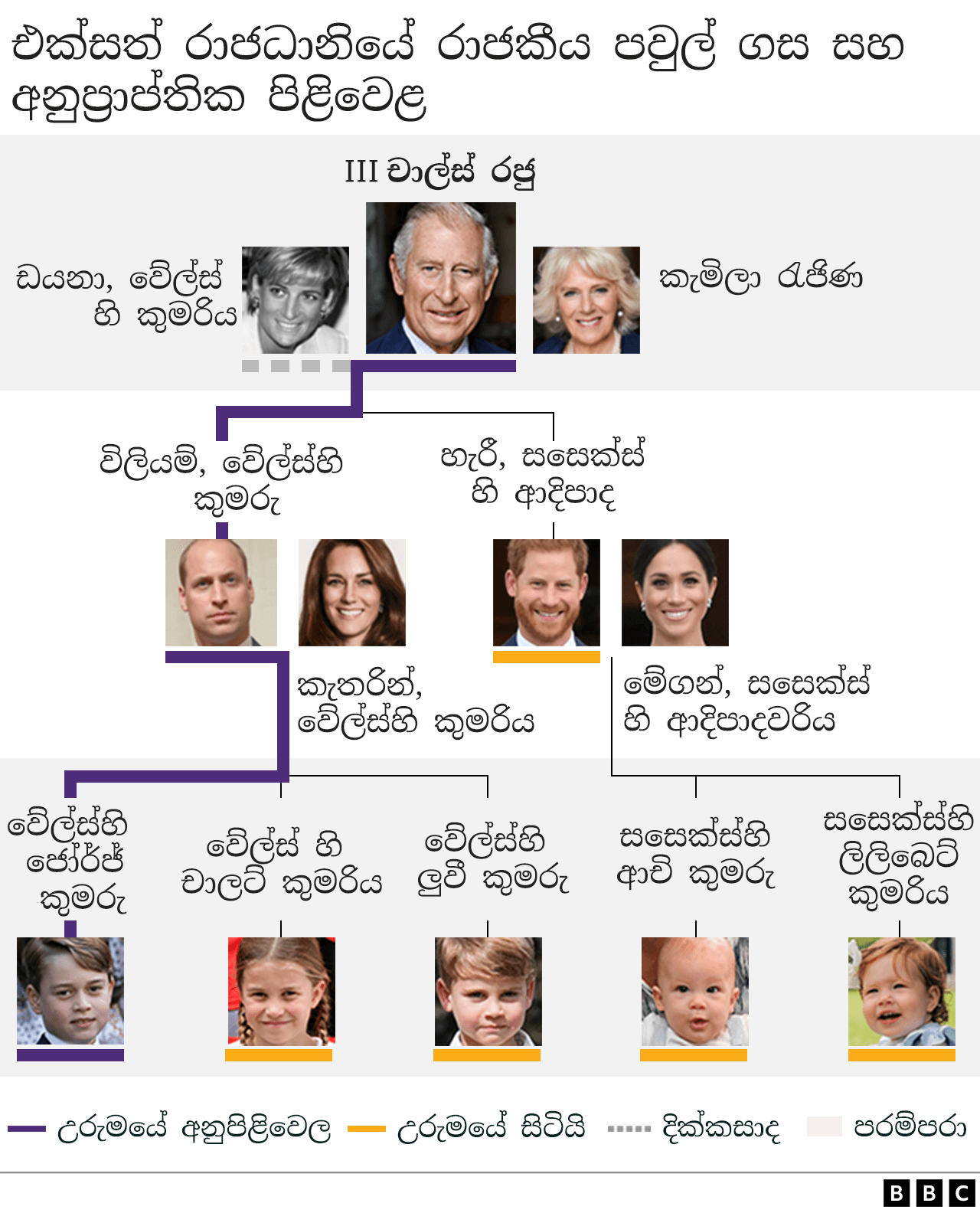 රාජකීය පවුල් ගස සහ අනුප්‍රාප්තික අනුපිළිවෙල - BBC News සිංහල