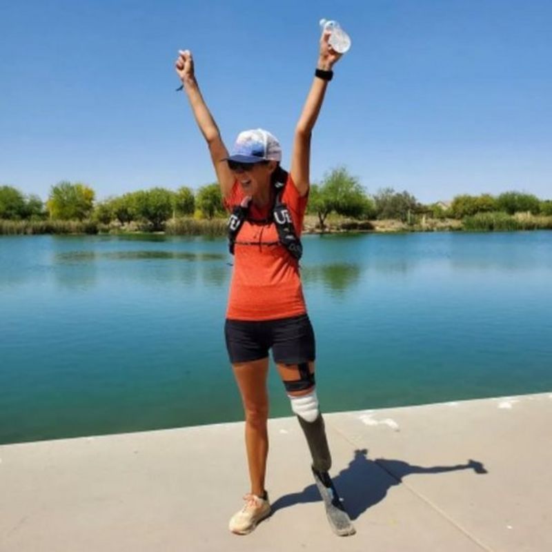 Woman with one leg runs 104 marathons in 104 days to break world record ...
