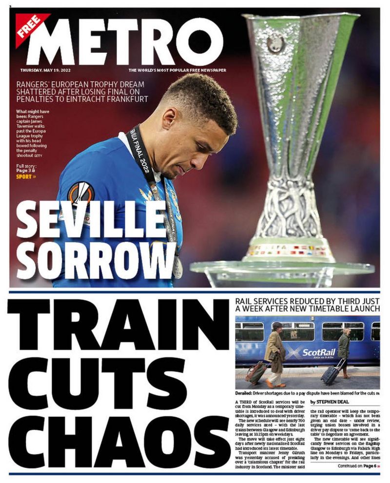 Scotland's papers: Rangers 'pain in Spain' and ScotRail 'cuts chaos ...
