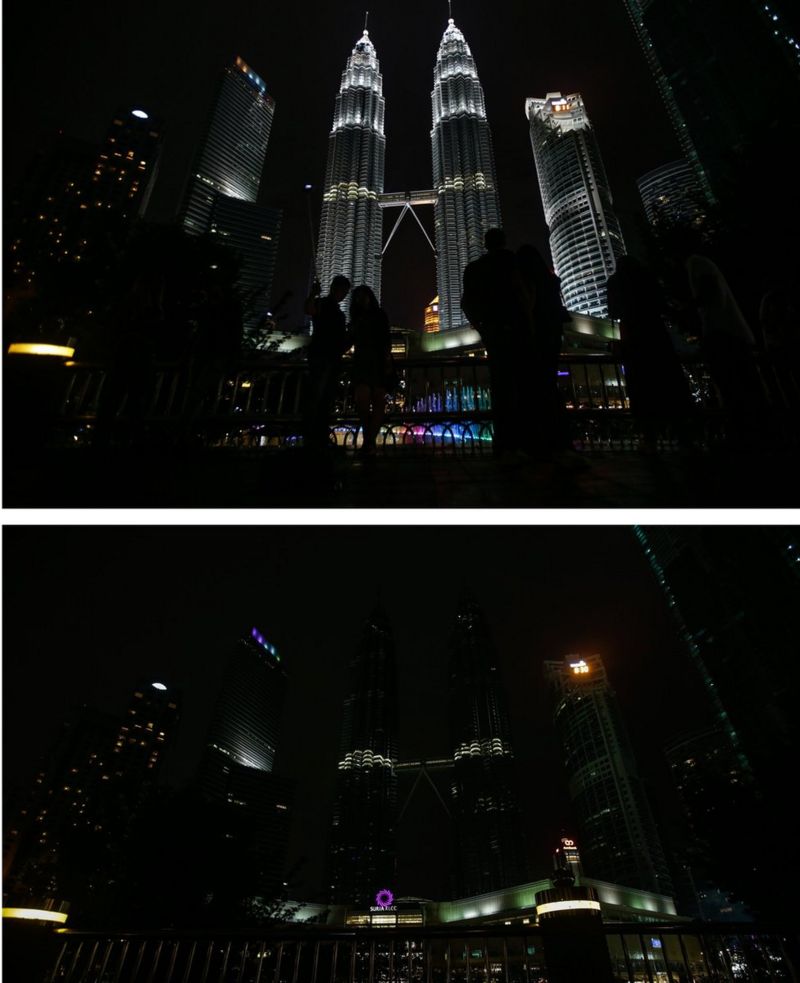Earth Hour switches lights off around the world - BBC News