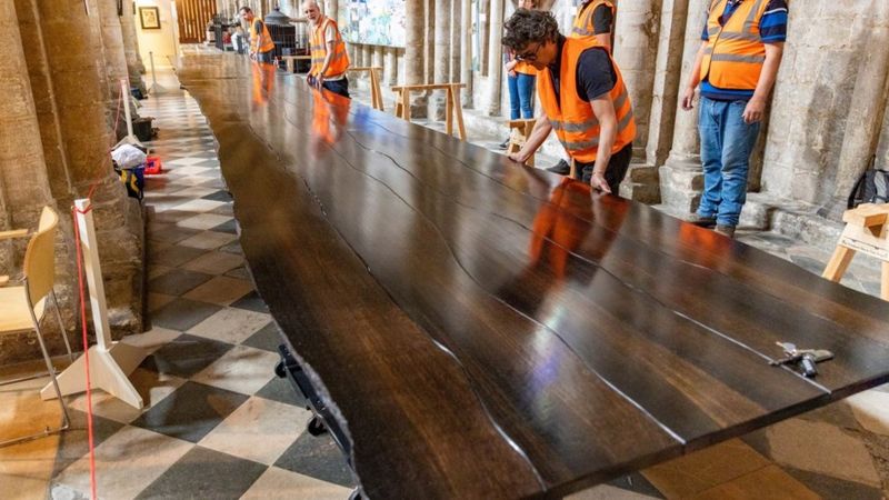 Princess Anne unveils jubilee ancient tree table at Ely Cathedral - BBC ...