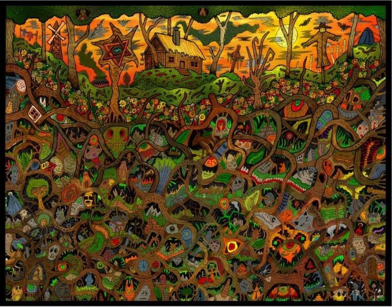 Bipolar artist's work on display in home town of Cardigan - BBC News