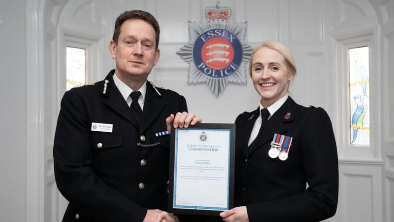 Clacton police officer who saved van driver in crash is commended - BBC ...