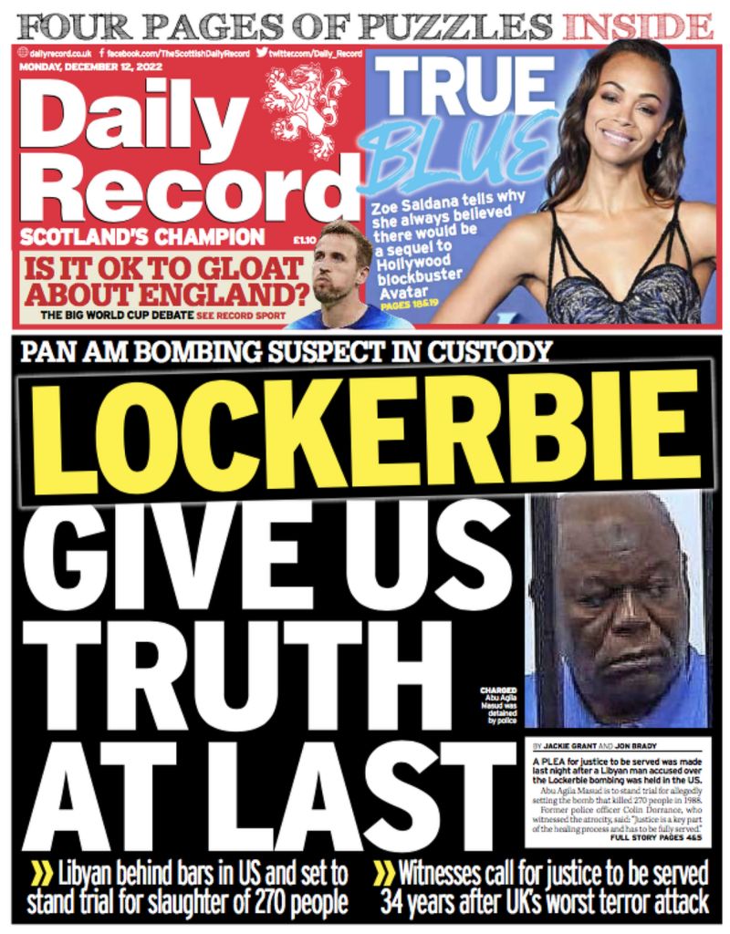 Scotland's papers: Lockerbie suspect held in US and freeze continues ...