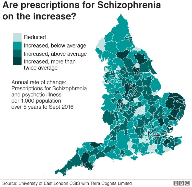 Maps reveal schizophrenia 'hotspots' in England - BBC News
