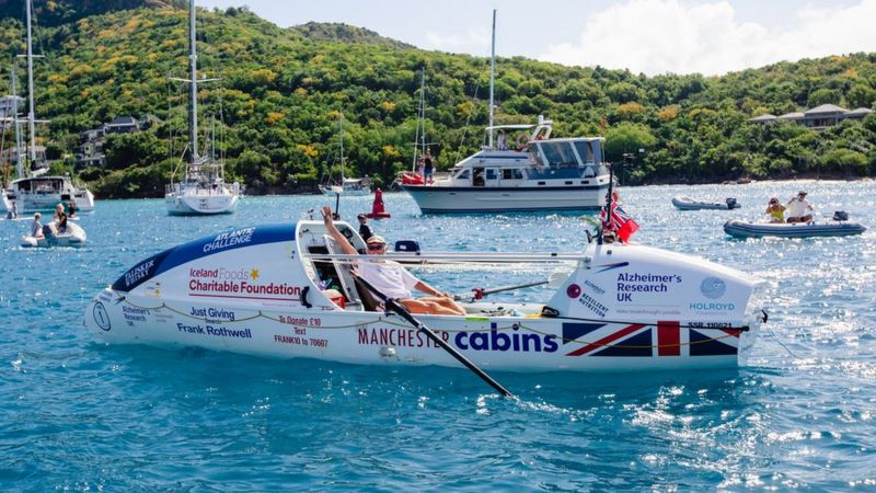 Oldest man to complete 'toughest Atlantic row' raises £1m - BBC News