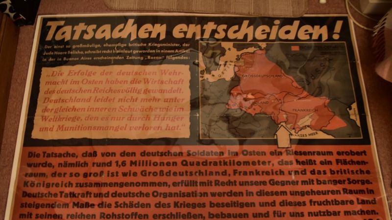 World War Two: Guard of Nazi and his propaganda artefacts