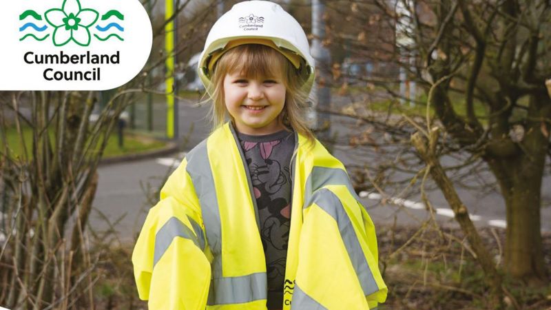 Cumberland Council workers' children feature in road safety campaign - BBC News