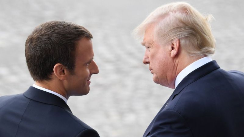Armistice Day: Trump-Macron smooth over defence spat - BBC News