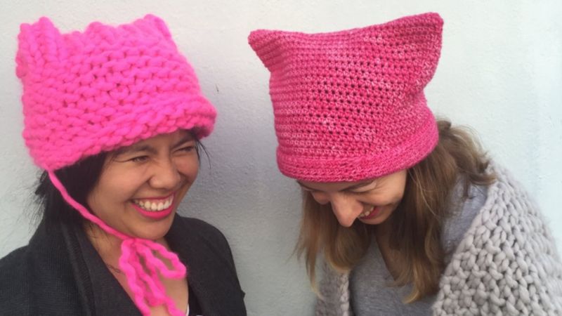 'Pussyhat' knitters join long tradition of crafty activism - BBC News