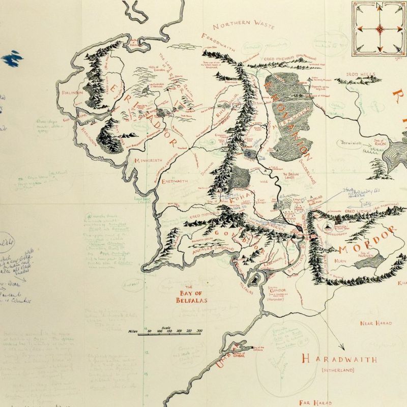 Annotated Lord of the Rings map on sale in Oxford - BBC News