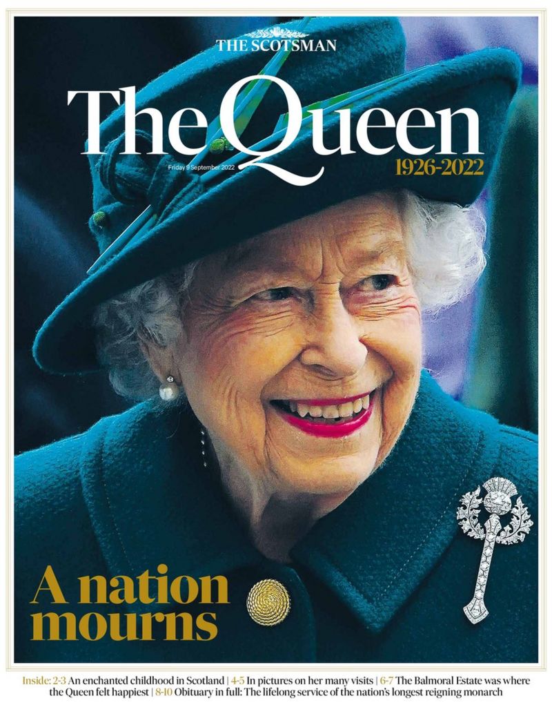 Scotland's papers: 'A nation mourns' after death of 'beloved' Queen ...