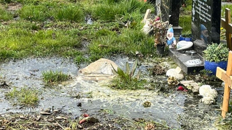 Clacton-on-Sea: Widow's anger over flooded cemetery - BBC News